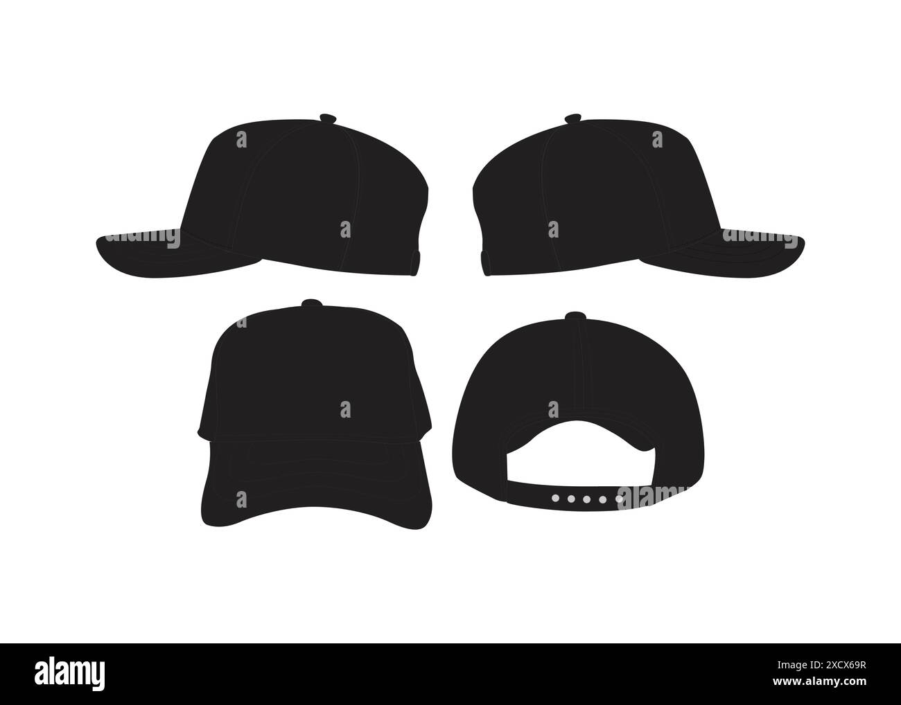 Black Baseball Caps Mock-up Front and Back View Cap Mockup Set Baseball ...