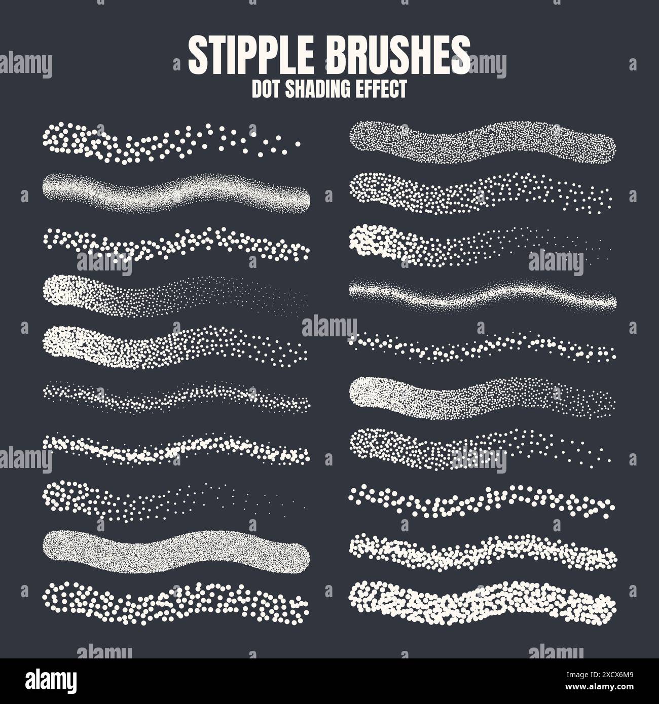 Stipple scatter brush, ink drawing and texturing. Fading gradient ...