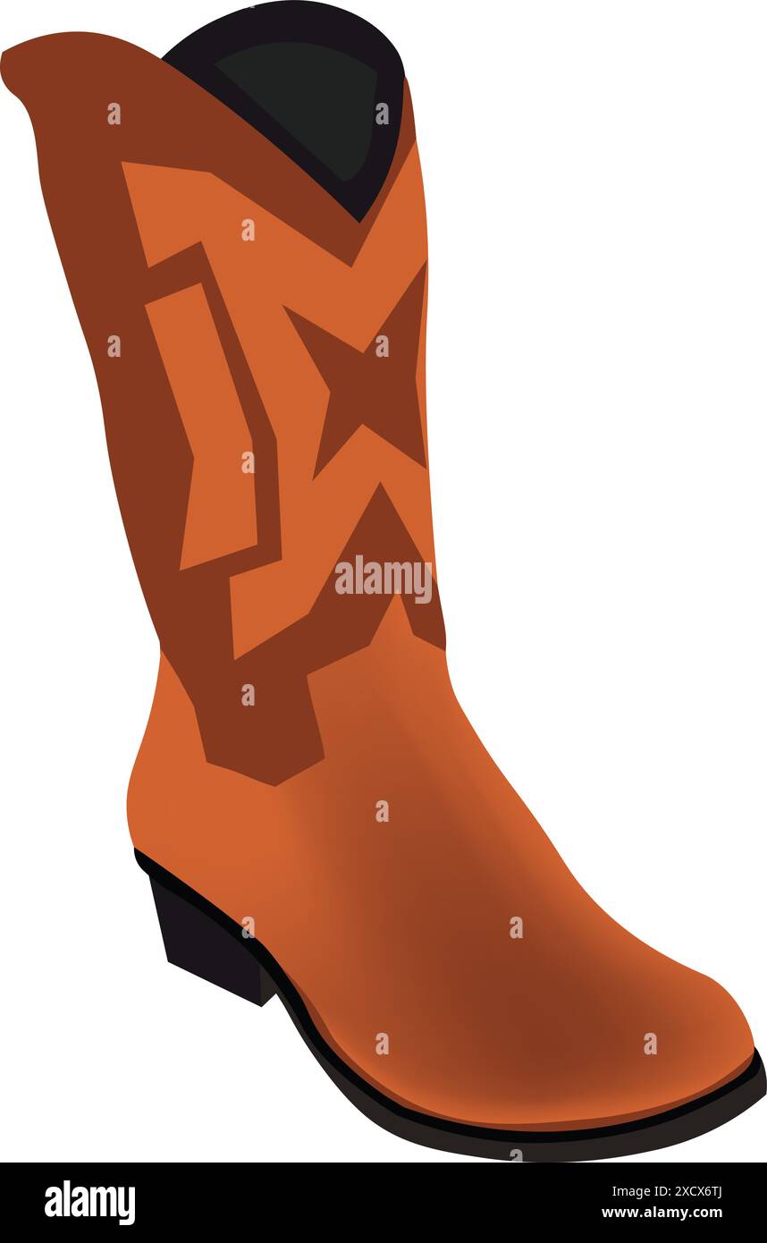 Brown leather cowboy boot illustration Stock Vector Image & Art - Alamy