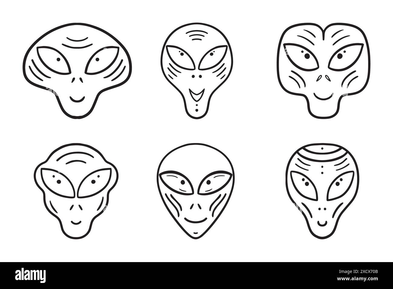 Set of vector illustration of aliens in doodle style isolated on a ...