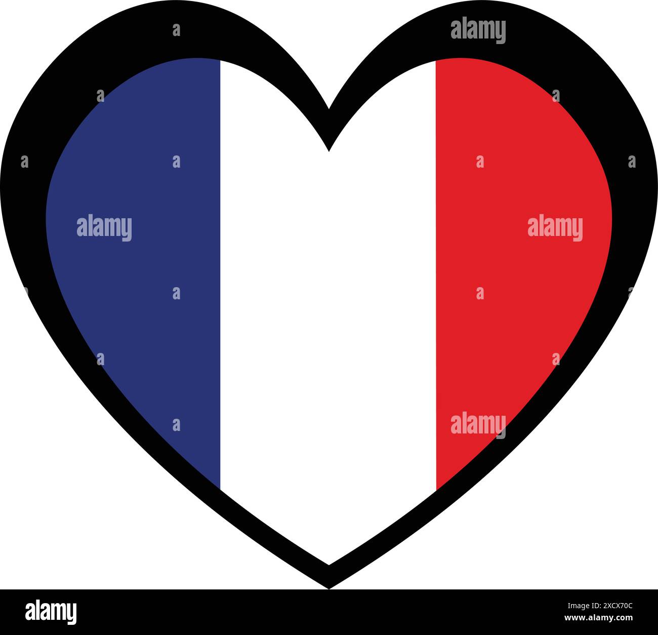 An illustration of a heart icon featuring the France flag, symbolizing ...