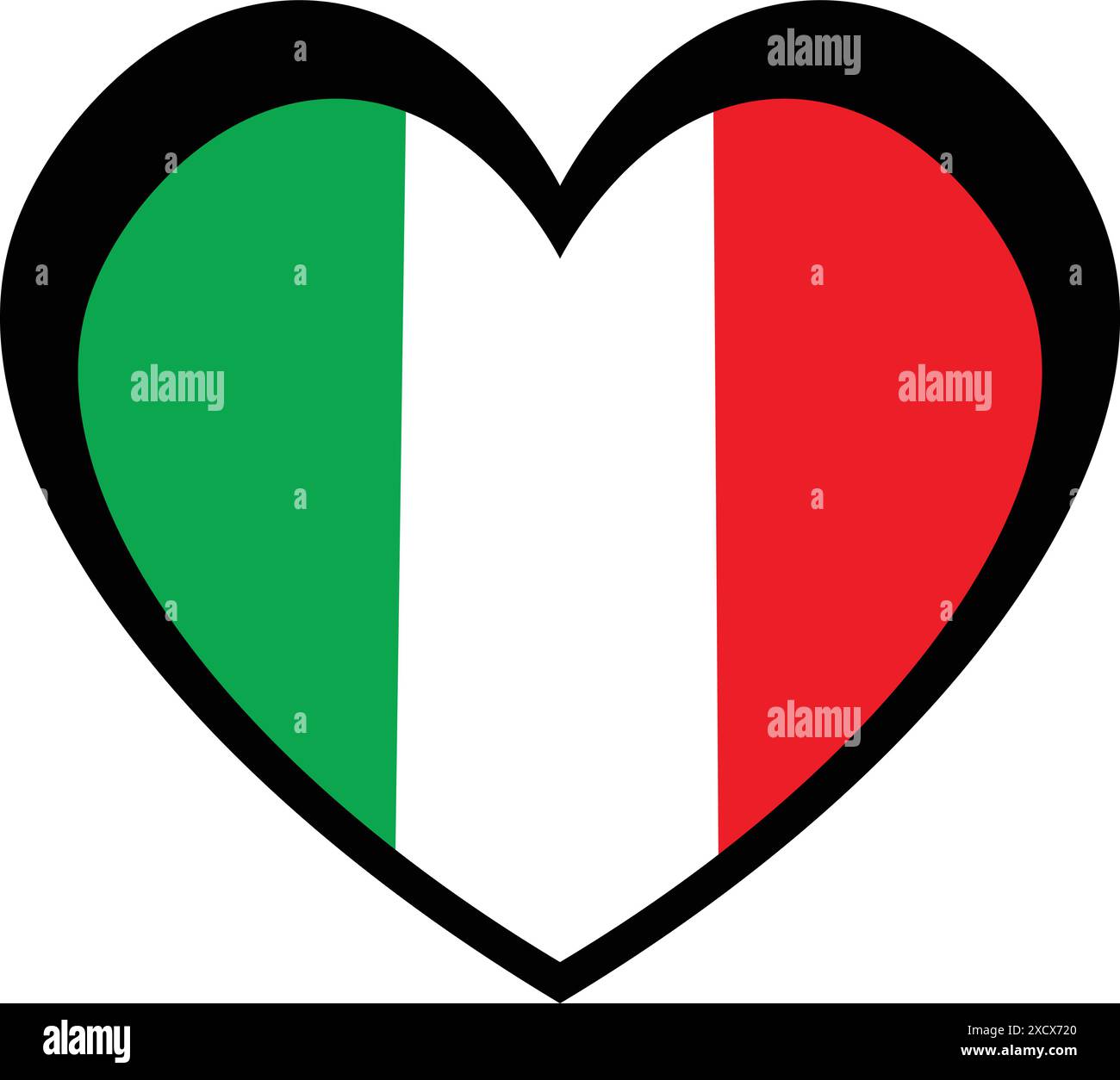 An illustration of a heart icon featuring the Italy flag, symbolizing love and pride for Italy ...