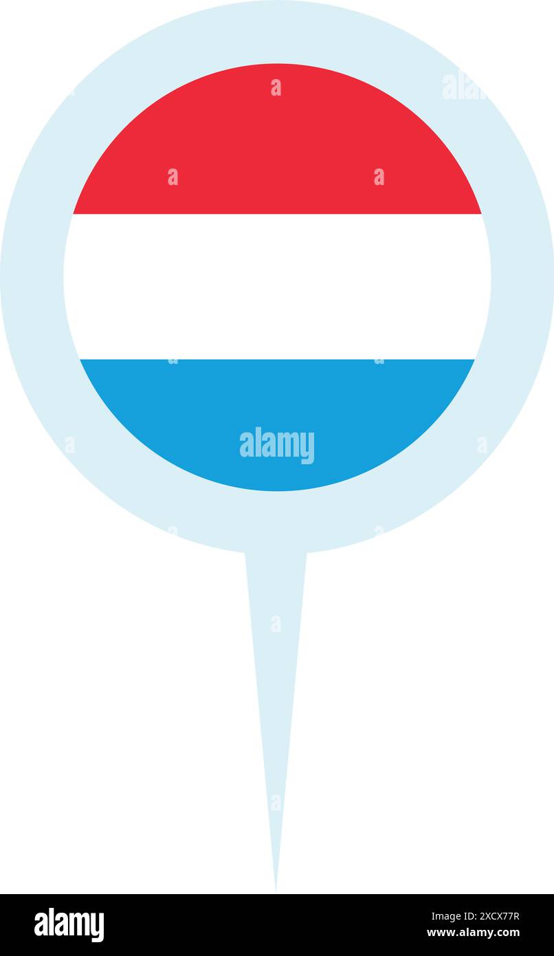 An illustration of a Luxembourg location icon, featuring a map pin with the Luxembourg flag ...
