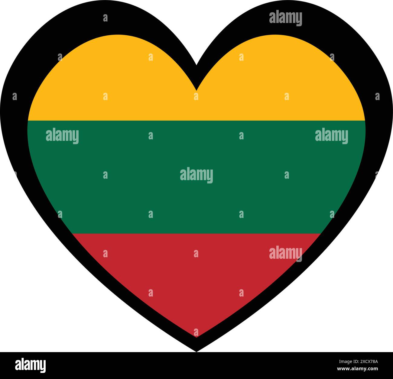 An illustration of a heart icon featuring the Lithuania flag ...