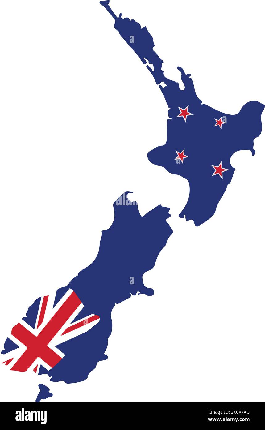 An illustration of the New Zealand map flag, combining the national ...