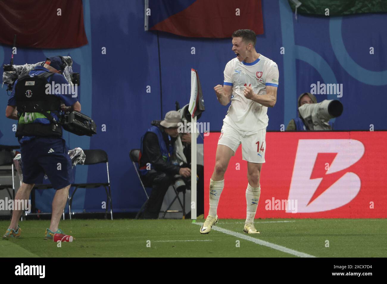 Lukas Provod of Czechia celebrates his goal during the UEFA Euro 2024 ...
