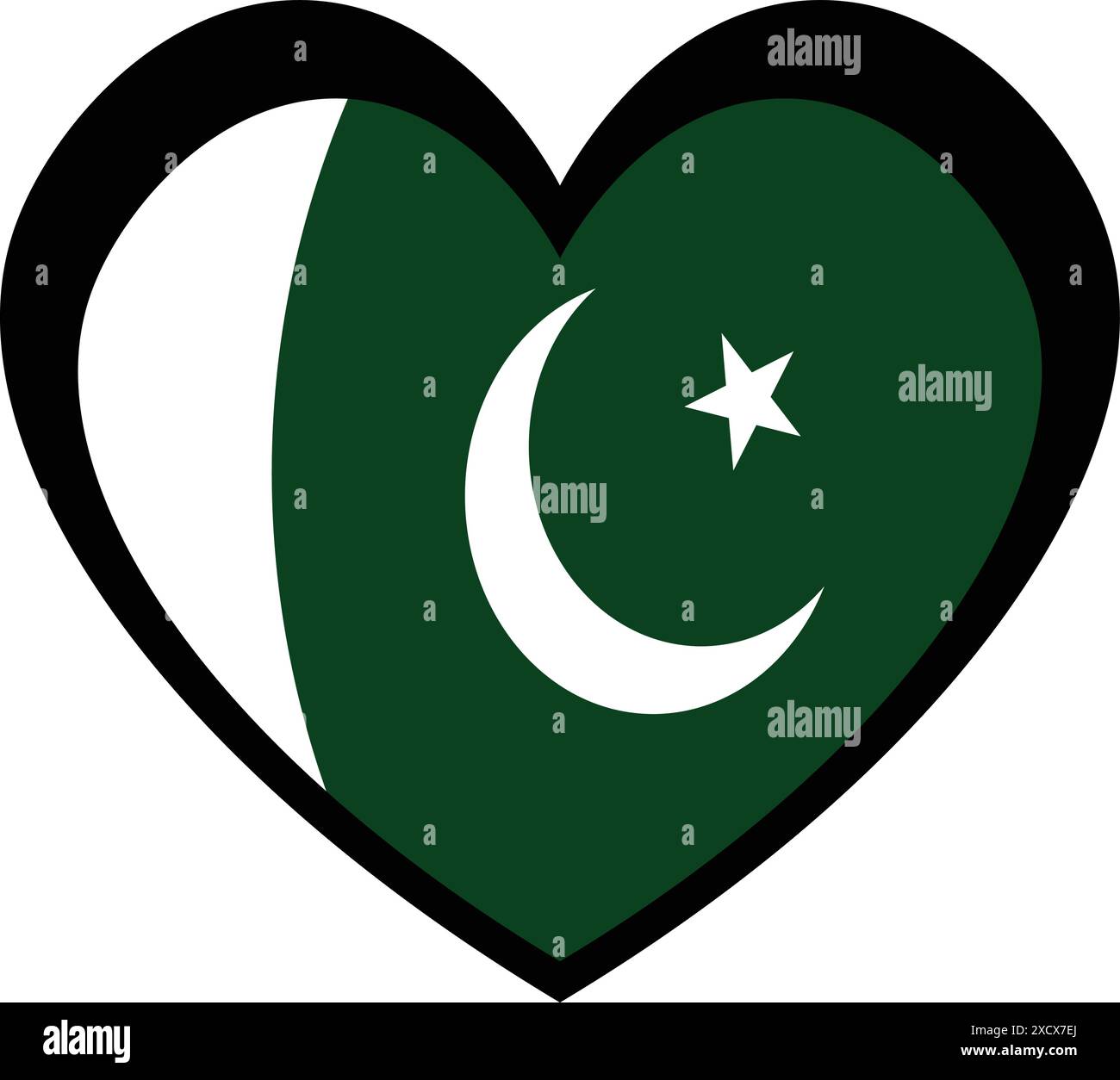 An illustration of a heart icon featuring the Pakistan flag, symbolizing love and pride for ...