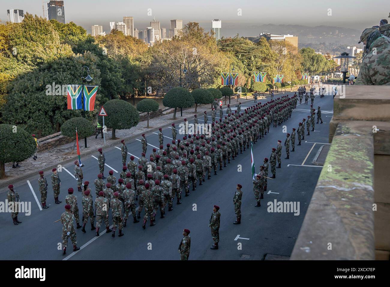 Members of the South African Defence Force await the the arrival of ...