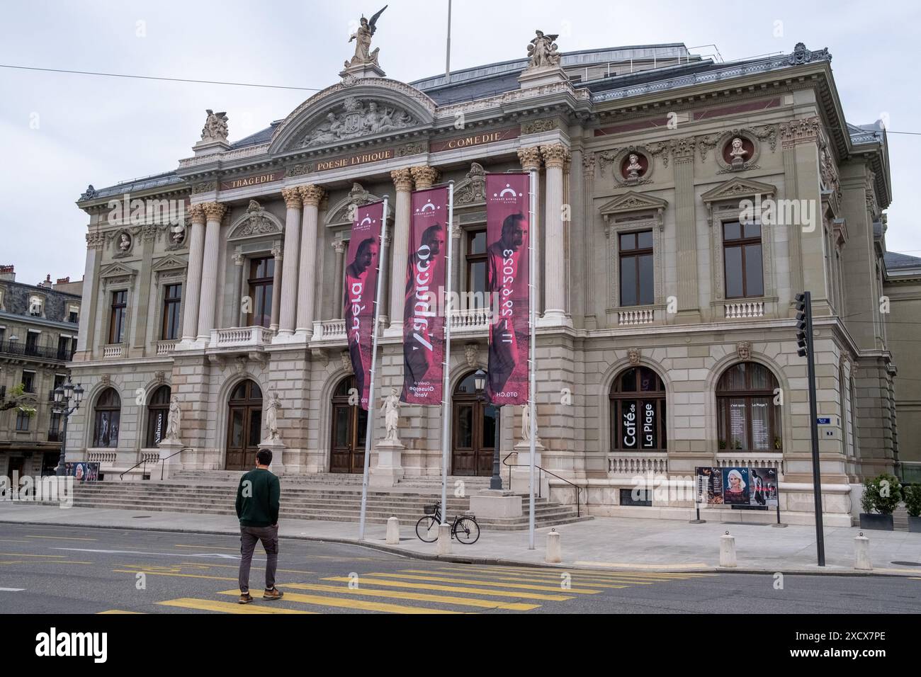 The Grand Theatre de Geneve on the Place Neuve in Switzerland on 21 May 2023. The Place Neuve in ...
