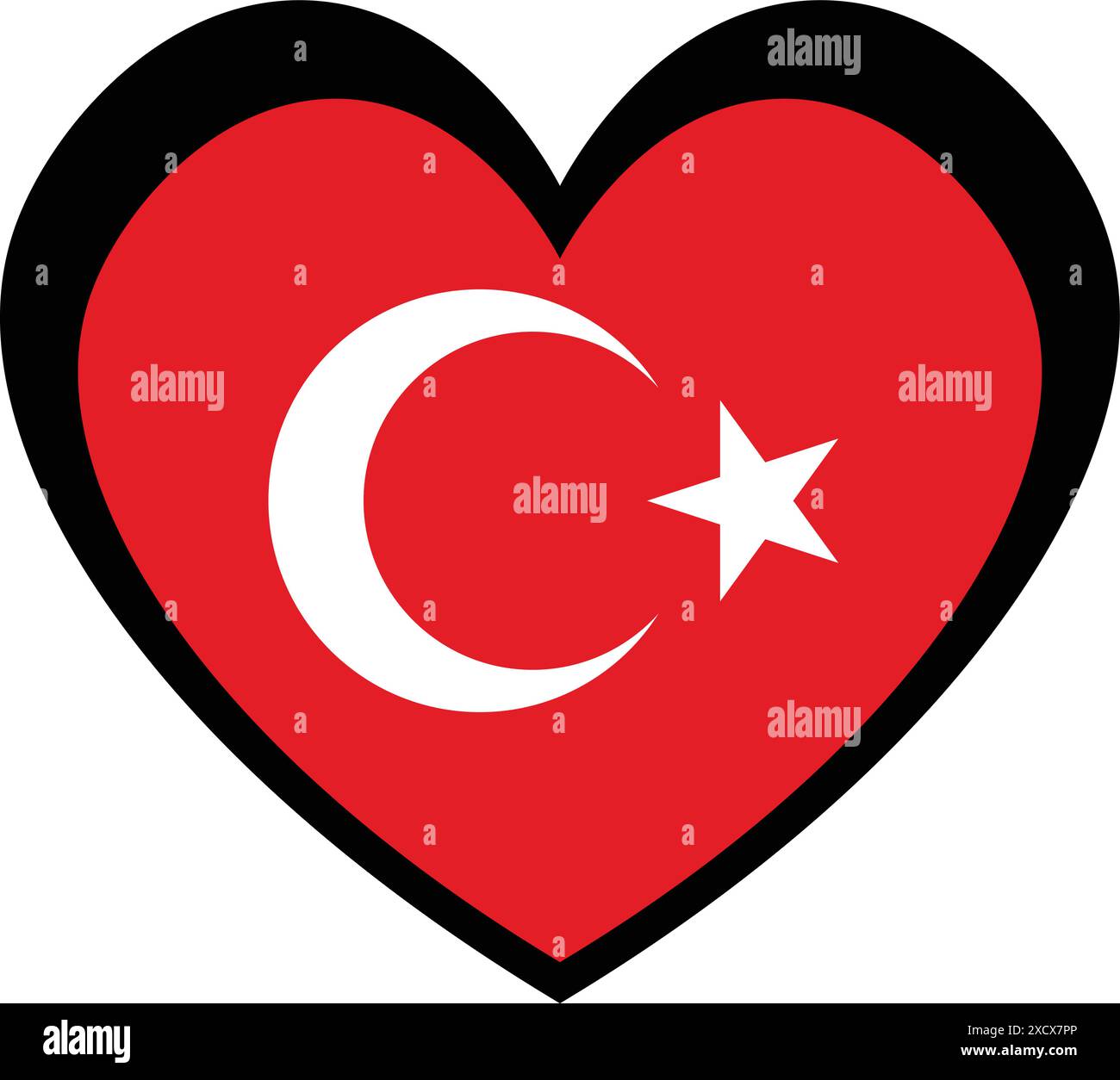 An illustration of a heart icon featuring the Turkish flag, symbolizing ...