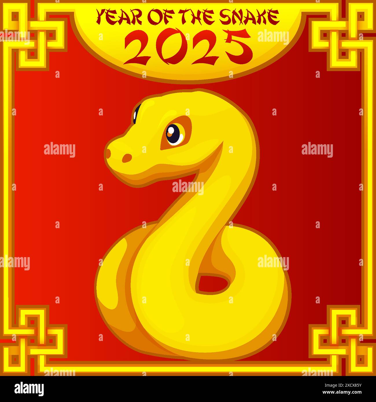 The golden snake. Happy Chinese New Year 2025 of the snake zodiac sign ...