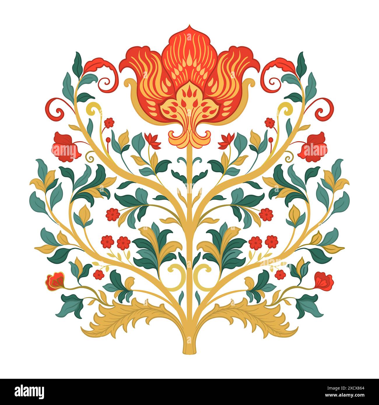 Mughal Art is a traditional bunch flower of floral ornaments. A multi ...