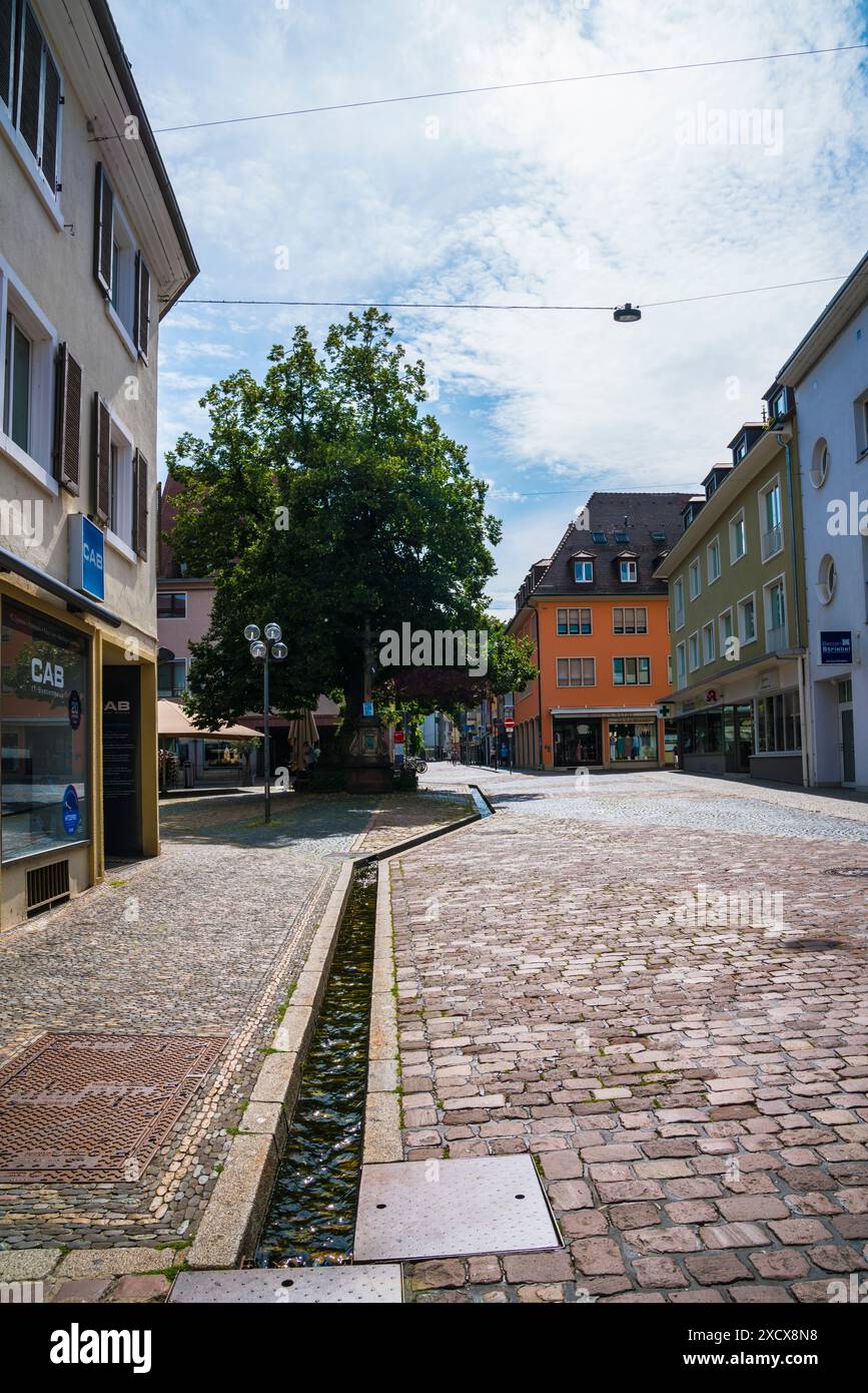Freiburg im Breisgau, Germany, July 23, 2023, Old town houses, narrow ...
