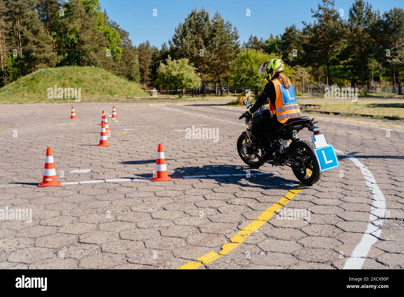 Driving course on motordrome, motorcycle school Stock Photo - Alamy