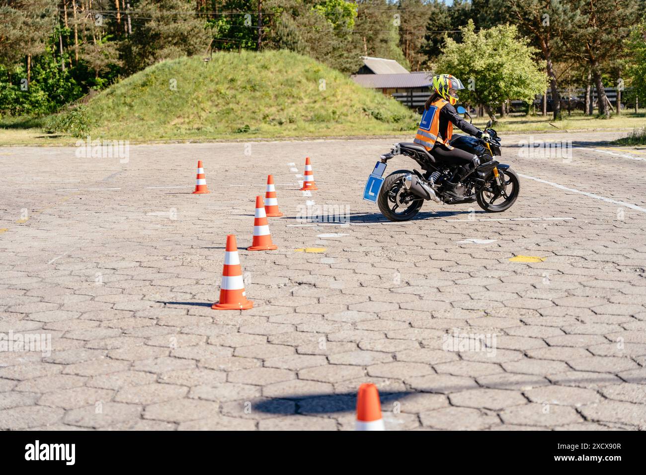 Student on motorbike, side view, motorcycle school Stock Photo - Alamy