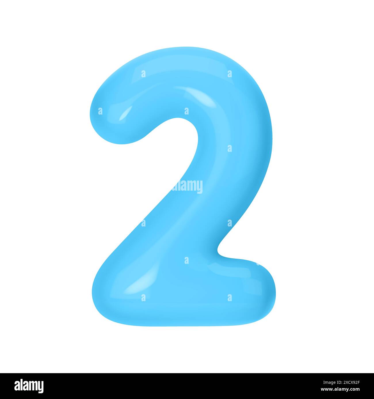 Numeral 2 - Blue Plastic Balloon Number two Isolated on White ...