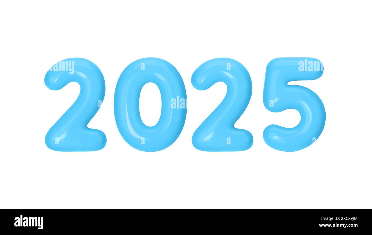 Happy New Year 2025 - 3D Render with Vibrant Blue Balloons. Vector ...