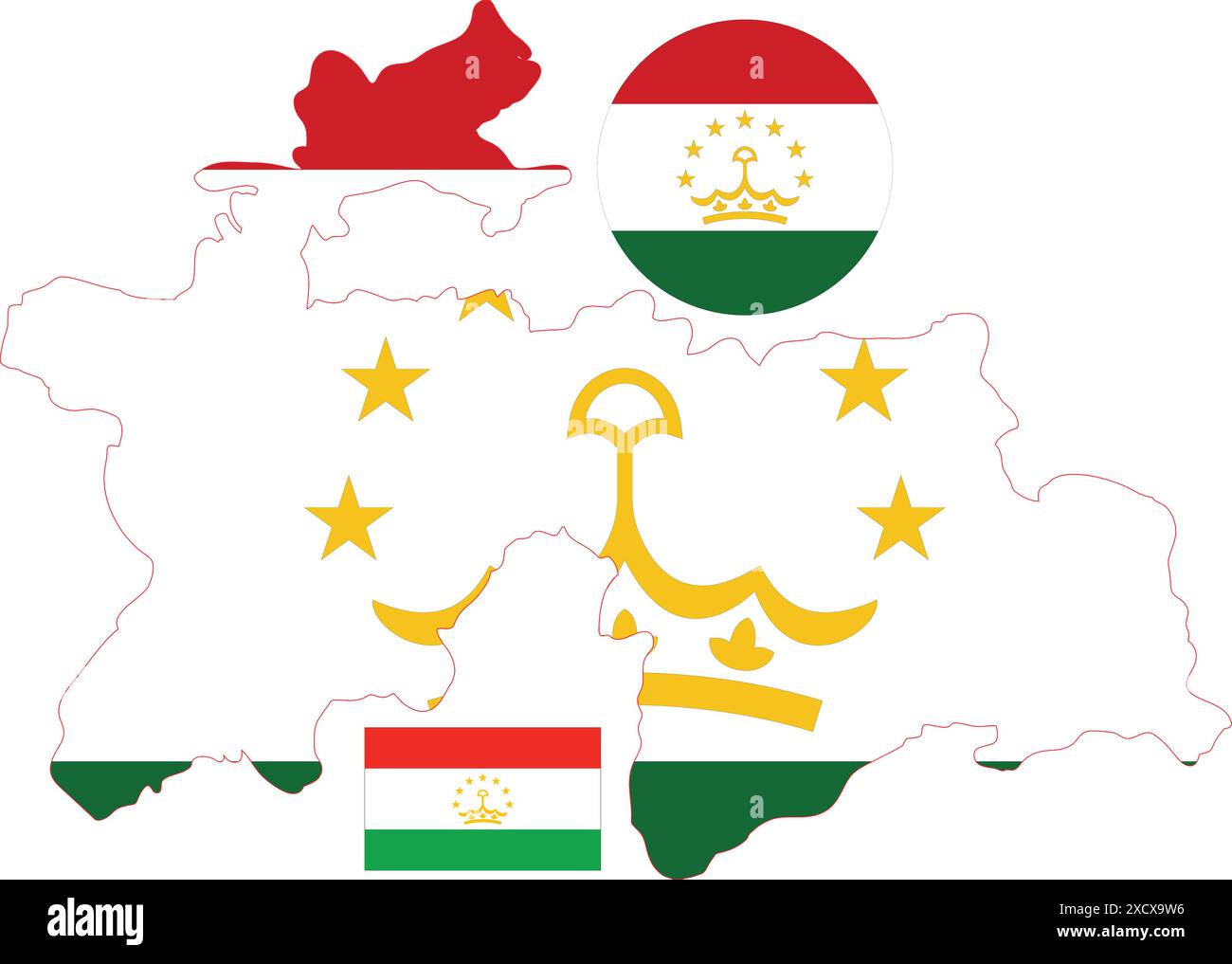 Outline map tajikistan national Stock Vector Images - Alamy