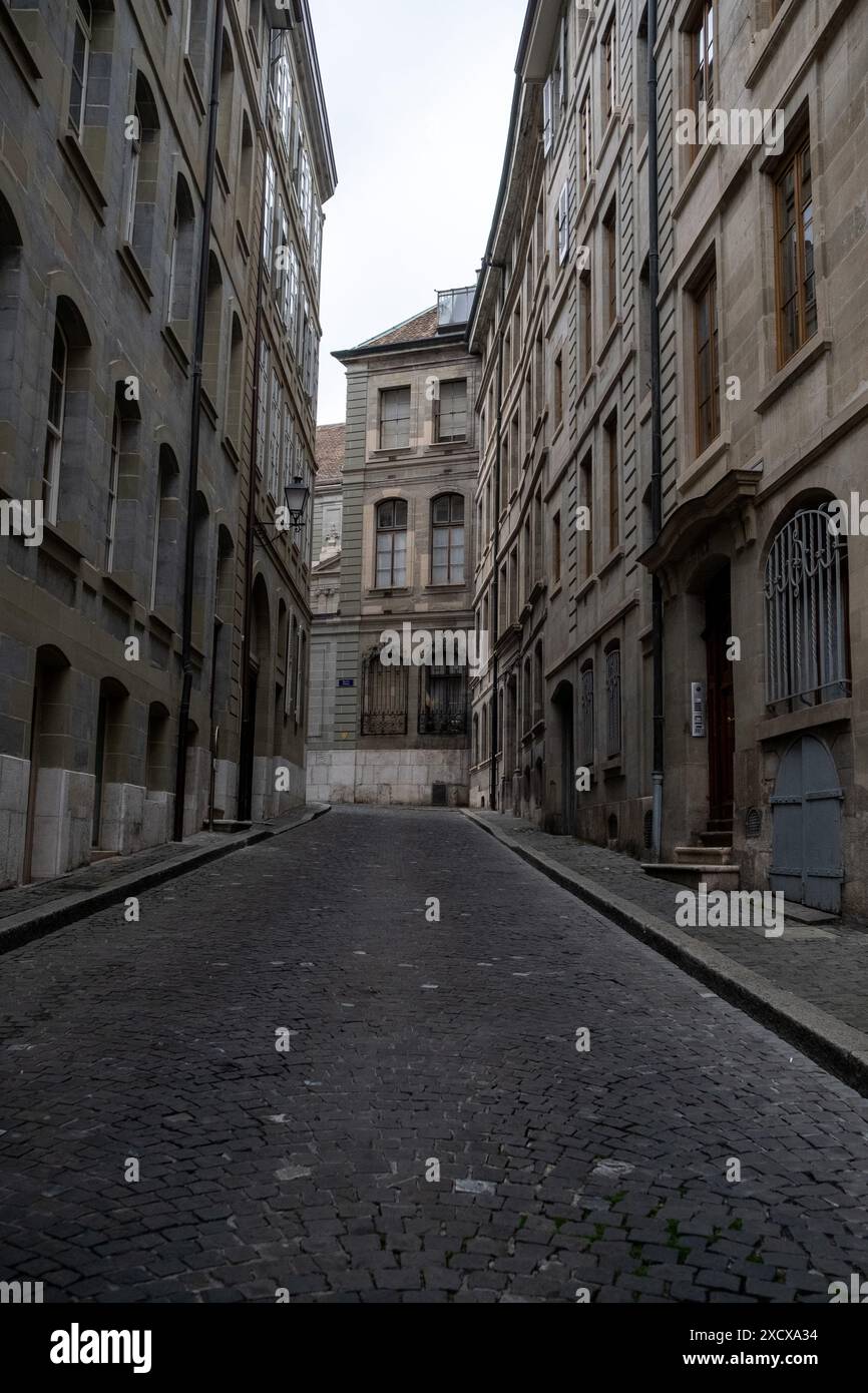 Building of the old city Geneva, Switzerland, on 21 May 2023. Batiment ...