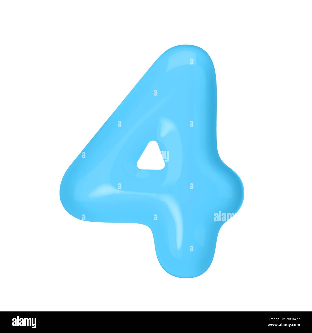 Numeral 4 - Blue Plastic Balloon Number four Isolated on White ...