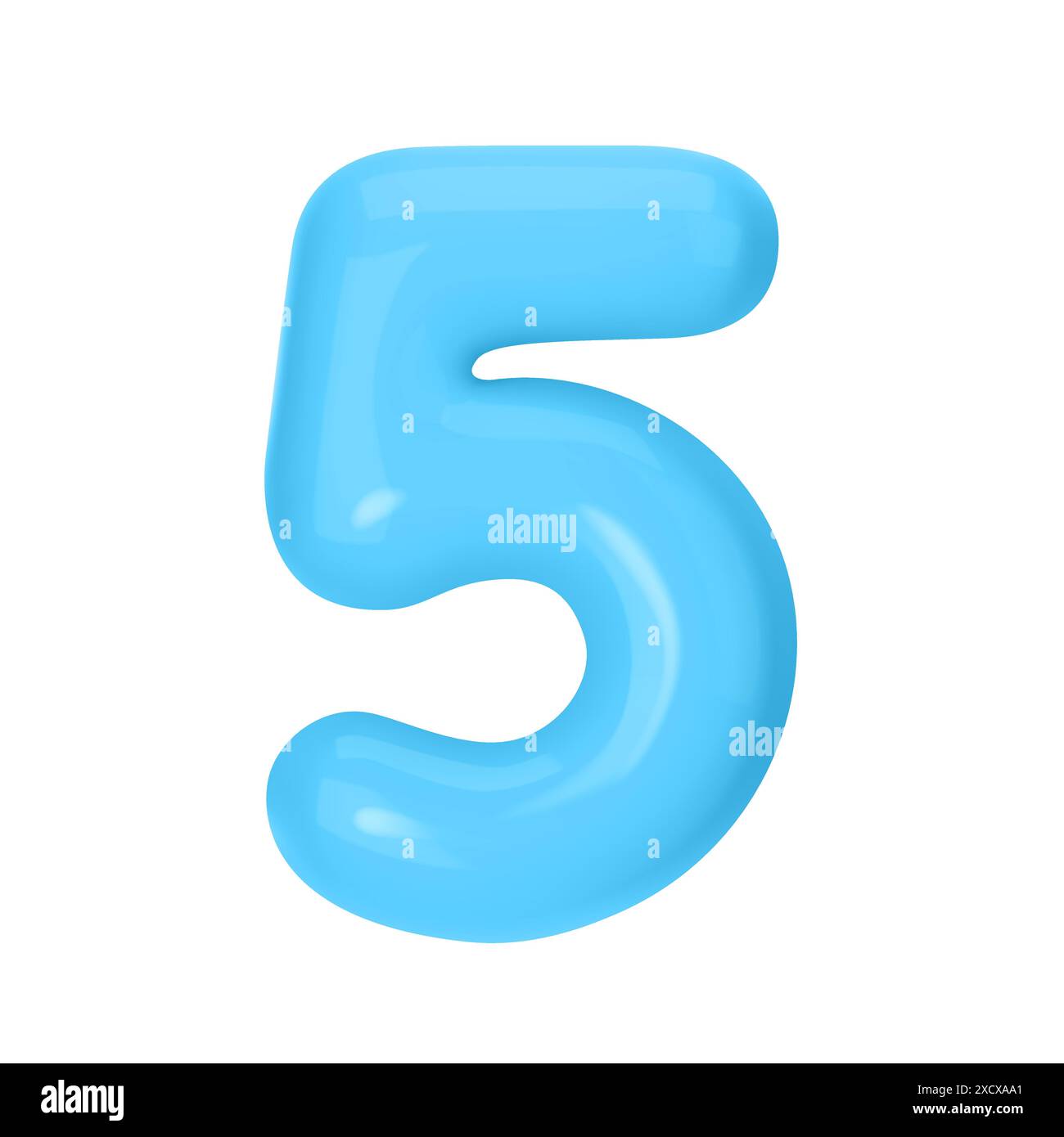 Numeral 5 - Blue Plastic Balloon Number five Isolated on White ...