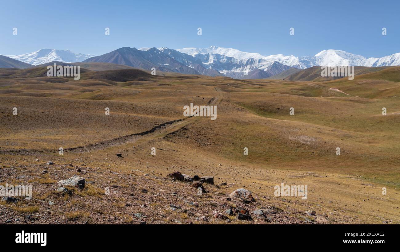 High altitude landscape view of Lenin Peak aka Ibn Sina peak in Trans ...