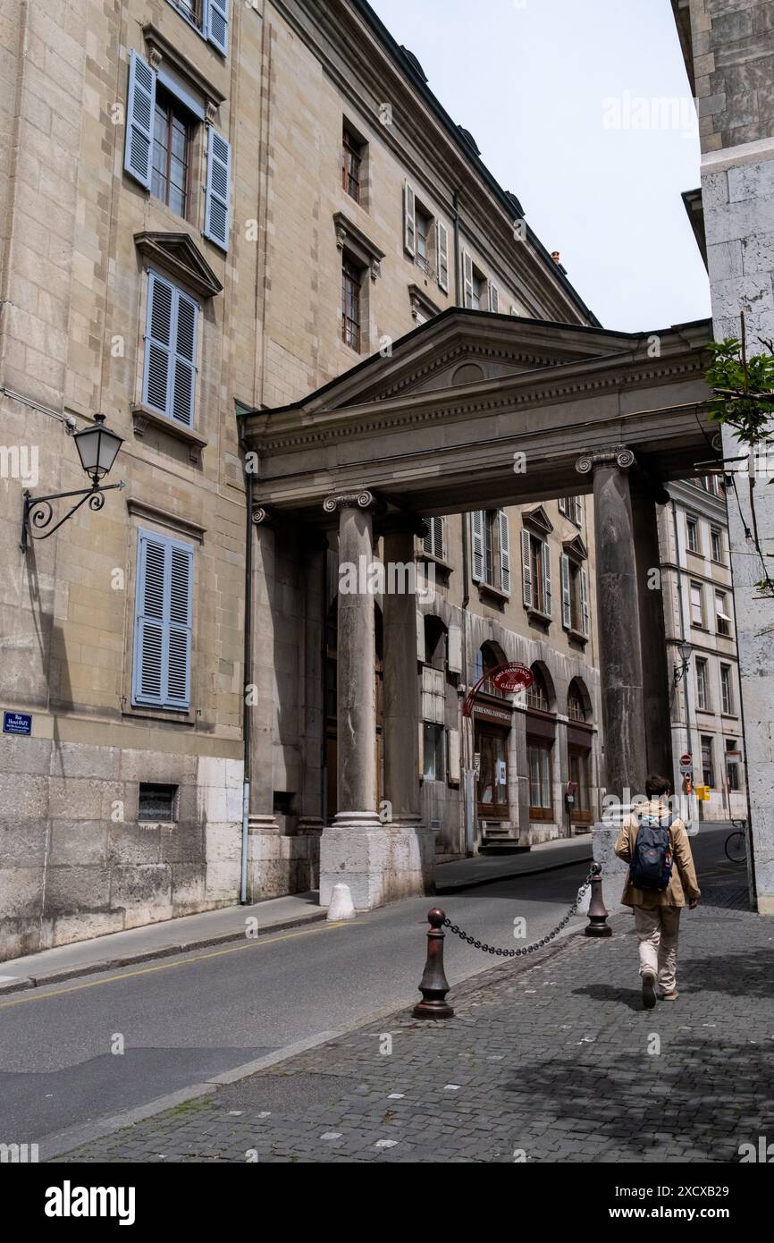 Arch and building of the old city Geneva, Switzerland, on 21 May 2023 ...
