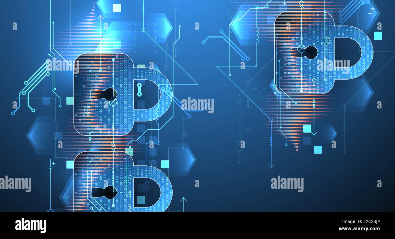 Secure digital background. Virtual confidential, programming protection ...