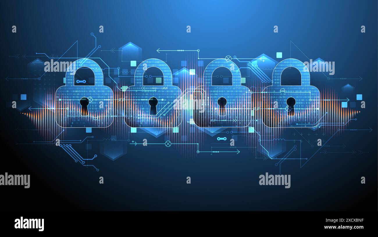 Secure digital background. Virtual confidential, programming protection ...