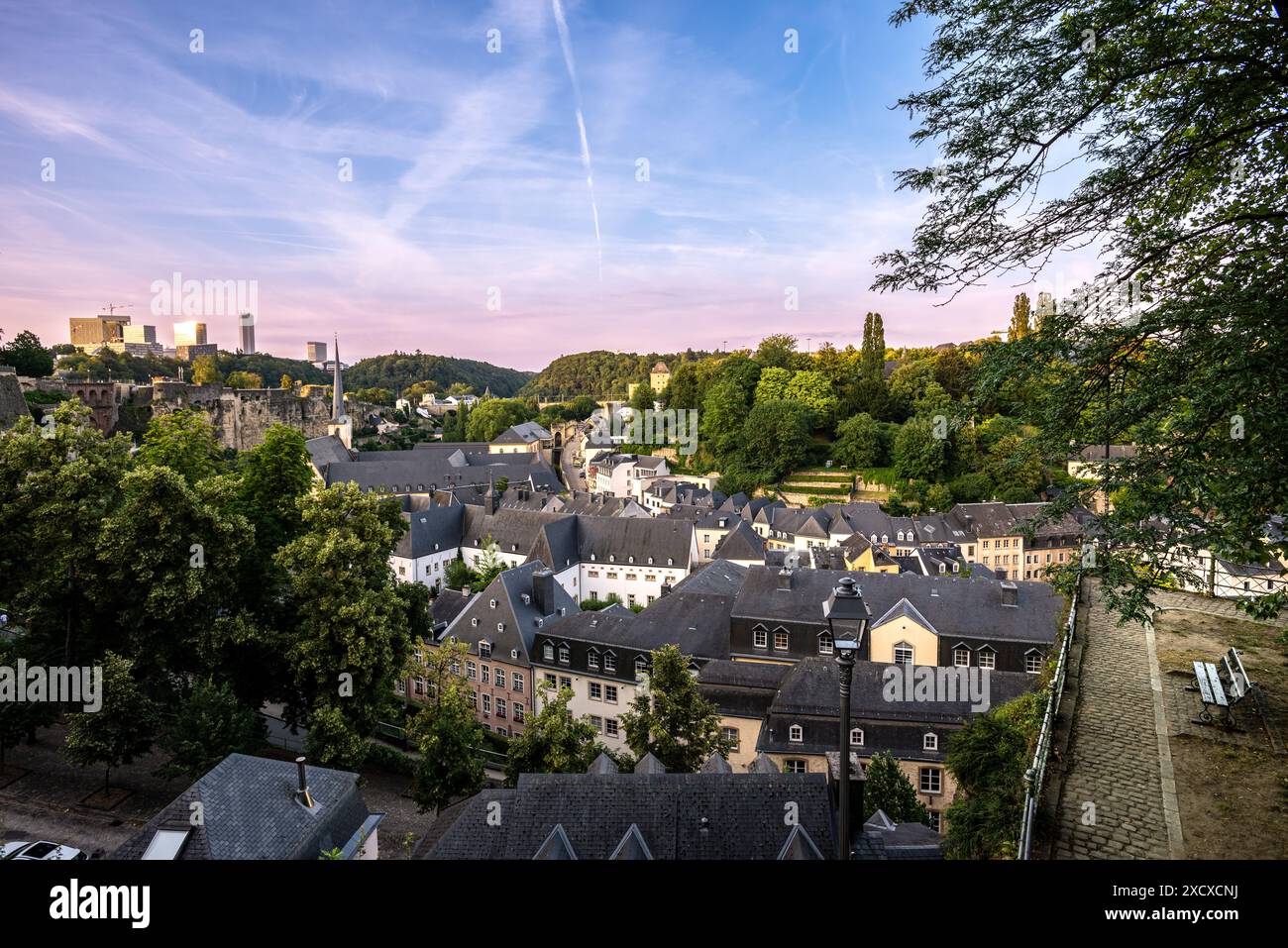 Panoramic Landscape of Luxembourg City at Sunset from Chemin de la ...