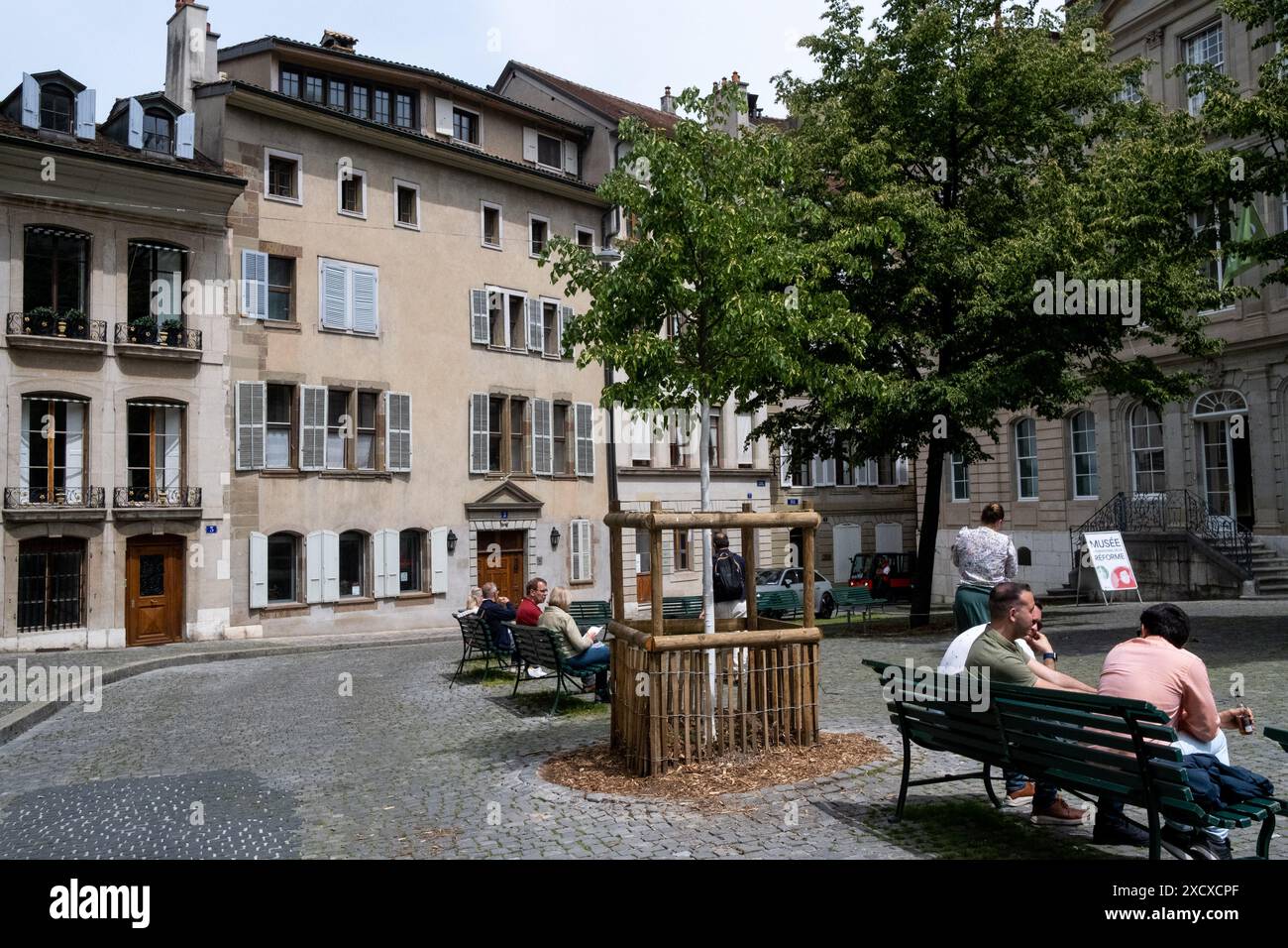 St Peter s Cathedral square in the old town of Geneva, Switzerland, on ...