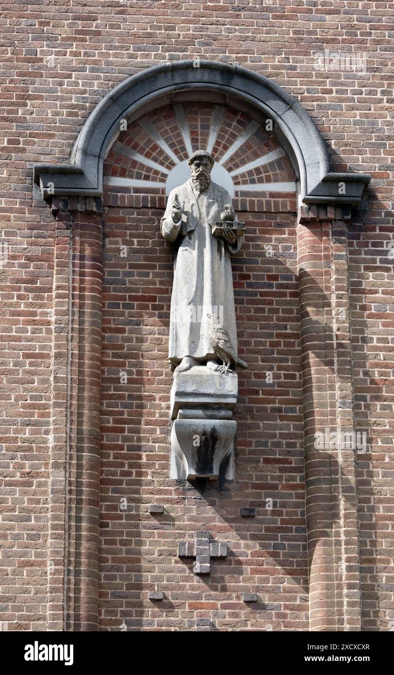 Statue on St. Osburg`s Club building, Coventry, West Midlands, England ...