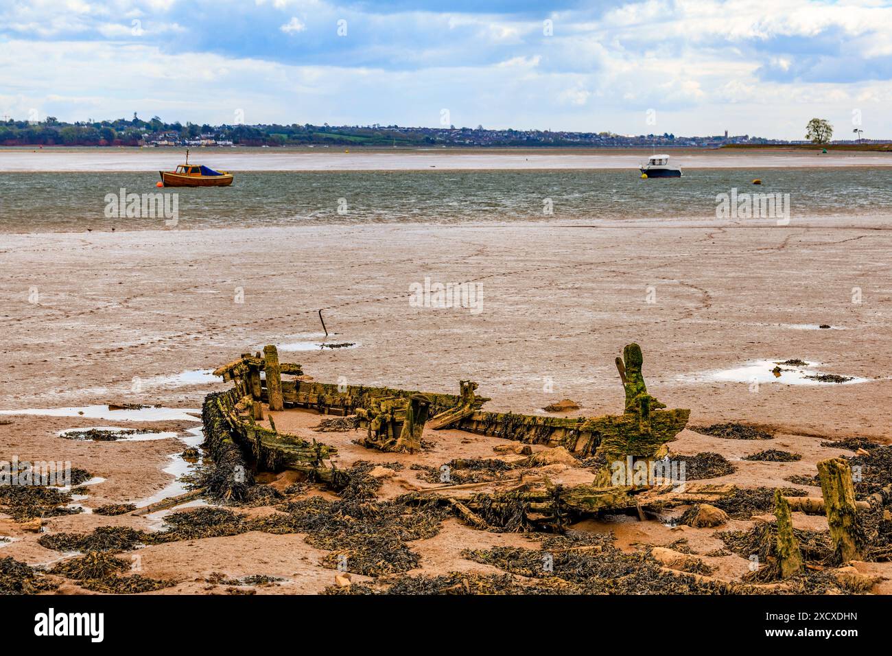 The ribs of former wooden vessels stick out from the mudbanks on the ...