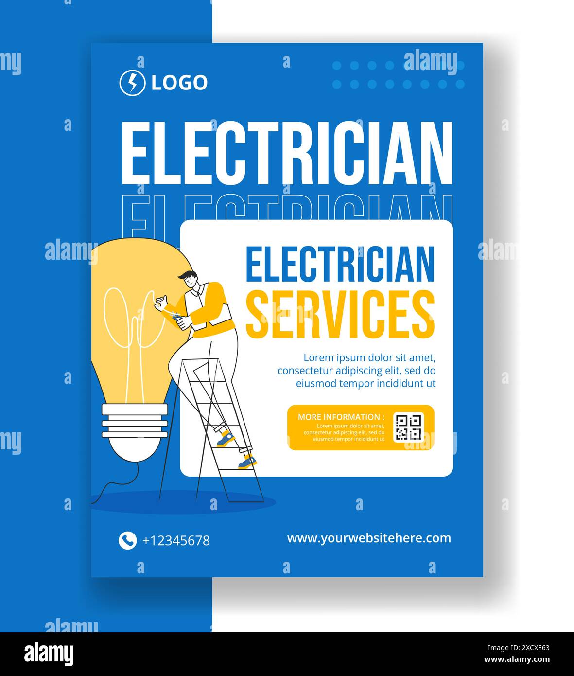 Electrician Services Vertical Poster Flat Cartoon Hand Drawn Templates ...