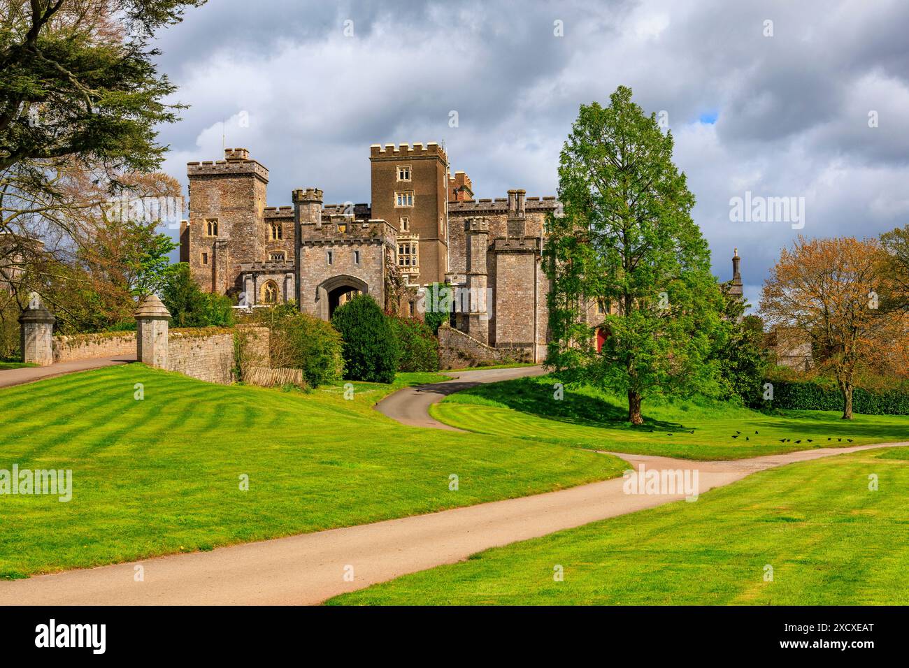 Powderham Castle, home to the Earls of Devon in Kenton, near Exeter ...