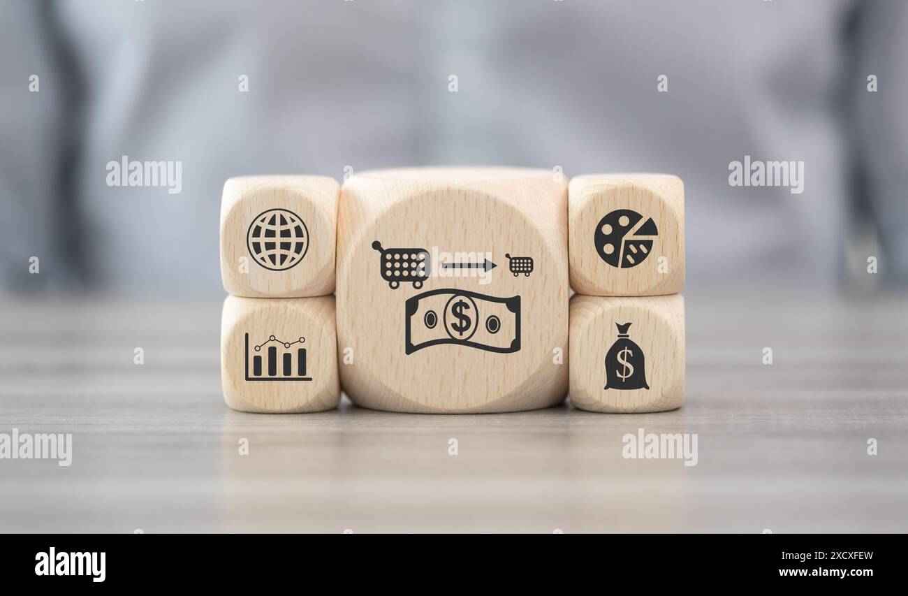 Wooden blocks with symbol of inflation concept Stock Photo - Alamy