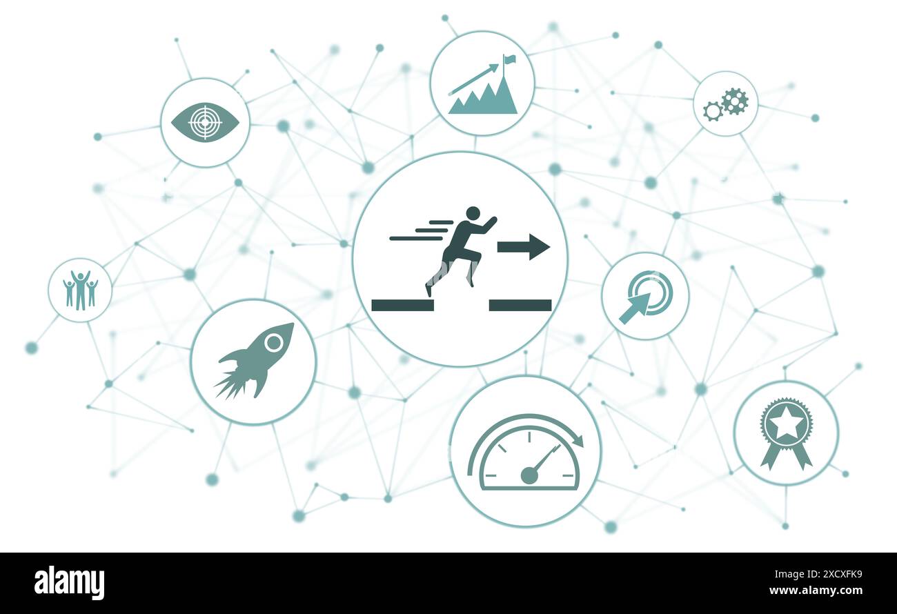 Concept of motivation with connected icons Stock Photo - Alamy