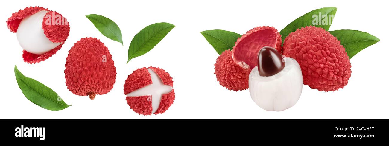 lychee fruit isolated on white background with full depth of field. Top ...