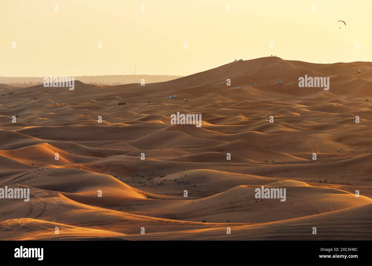 Golden sand dune desert Landscape. Beautiful sunset over dunes in the ...