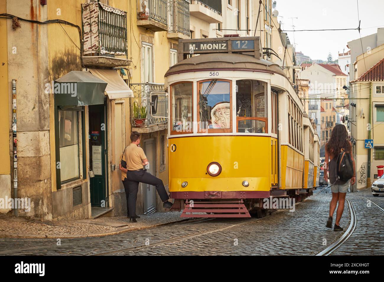 Yellow trams in Lisbon, Portugal Stock Photo - Alamy