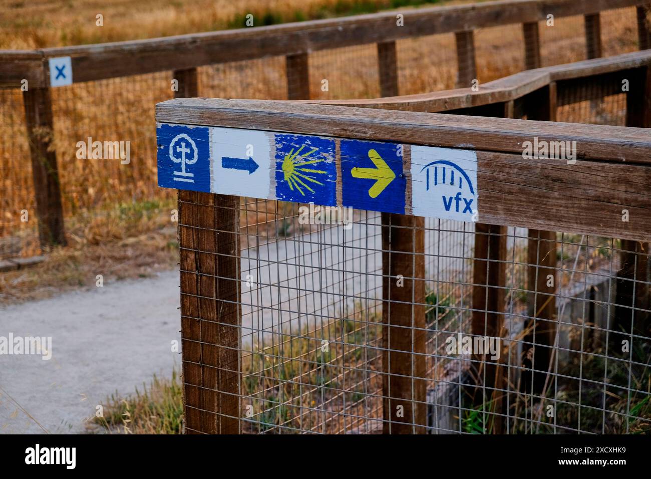 Waymarkers and signs along the Camino Portugues Stock Photo - Alamy