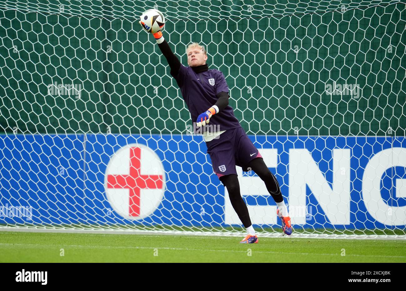 England goalkeeper Aaron Ramsdale during a training session at the Spa ...