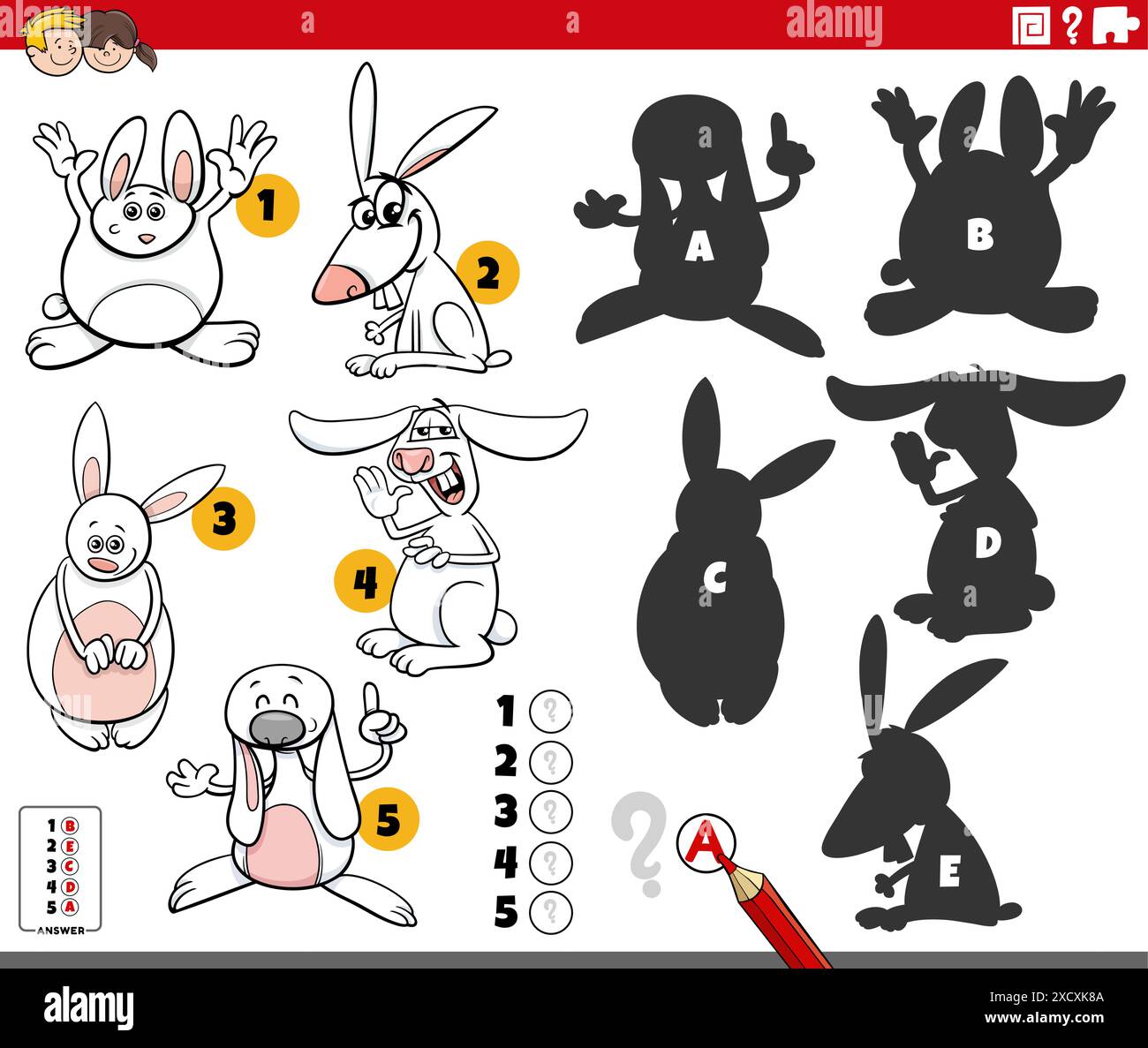 Cartoon illustration of finding the right shadows to the pictures ...