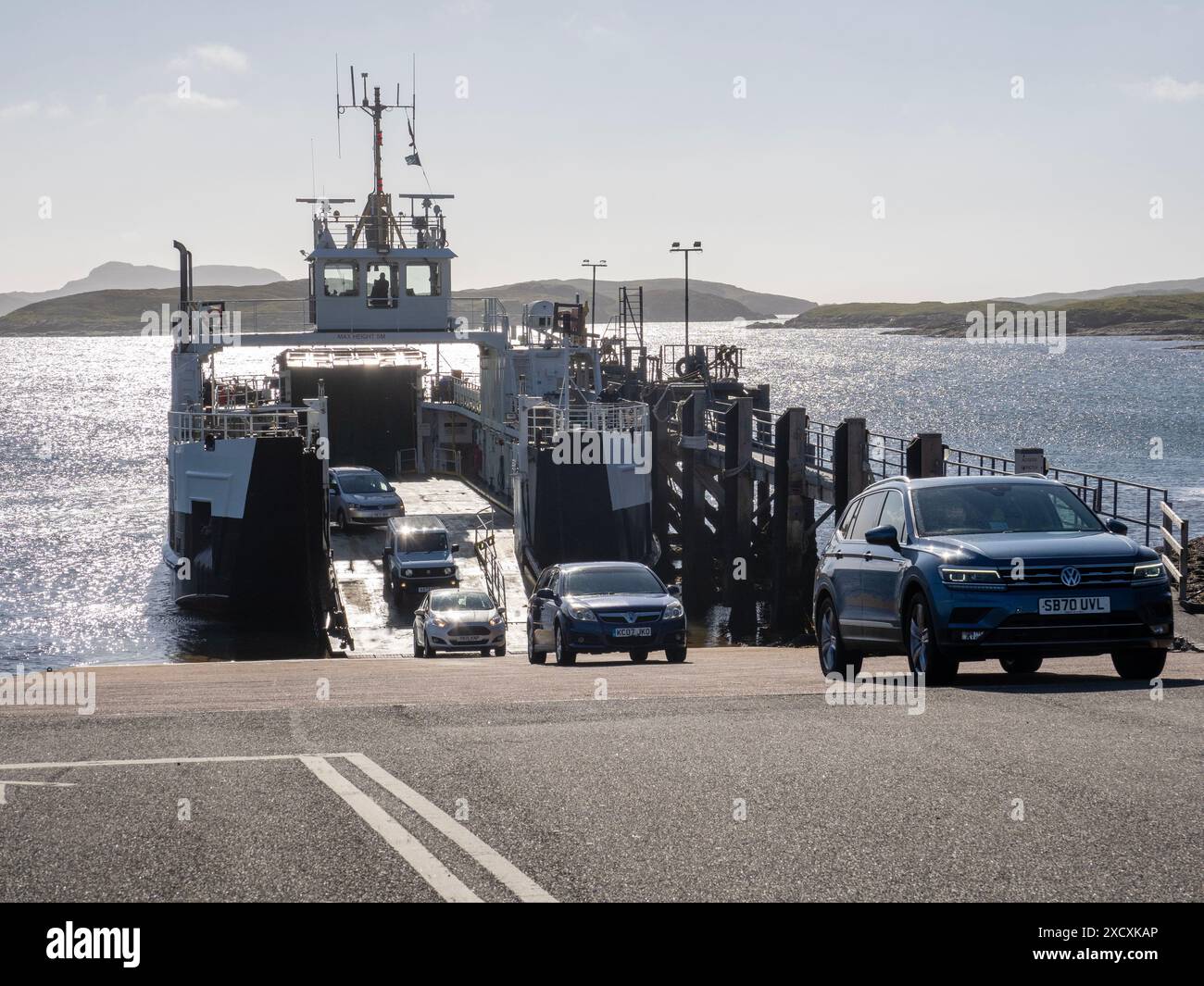 The ferry to Eriskay at Aird Mhor on the Isle of Barra, Outer Hebrides ...
