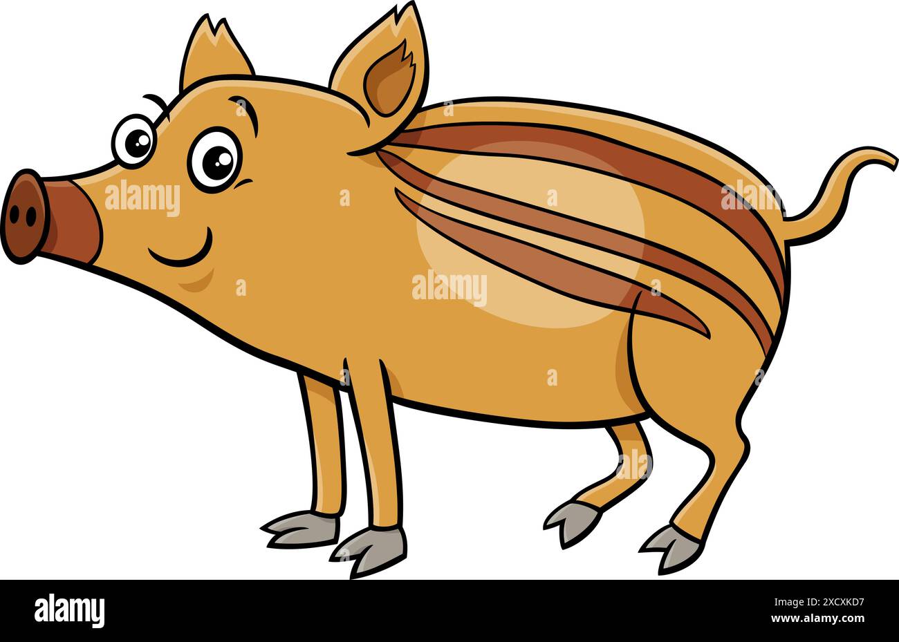 Cartoon illustration of funny wild boar piglet comic animal character ...