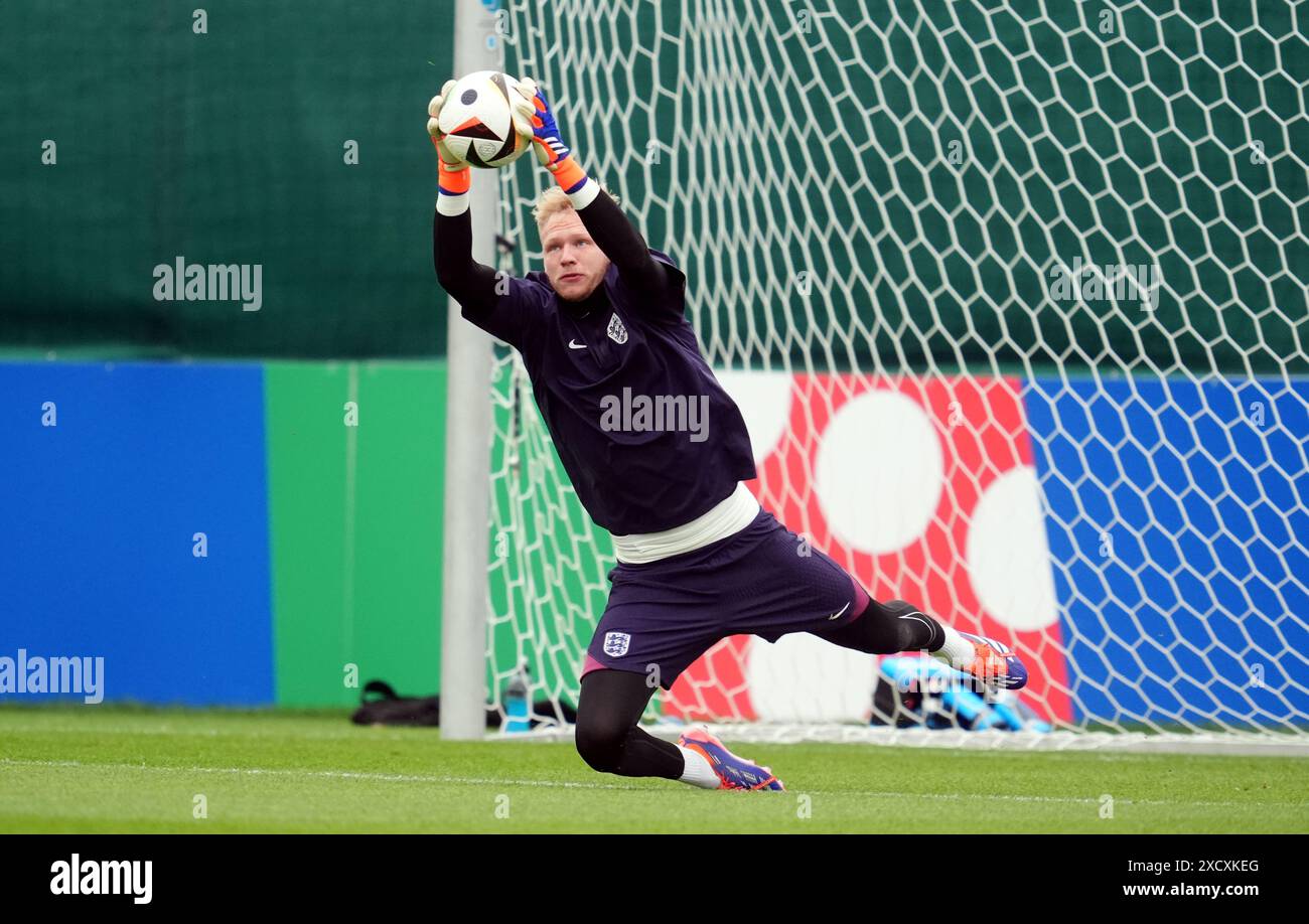England goalkeeper Aaron Ramsdale during a training session at the Spa ...