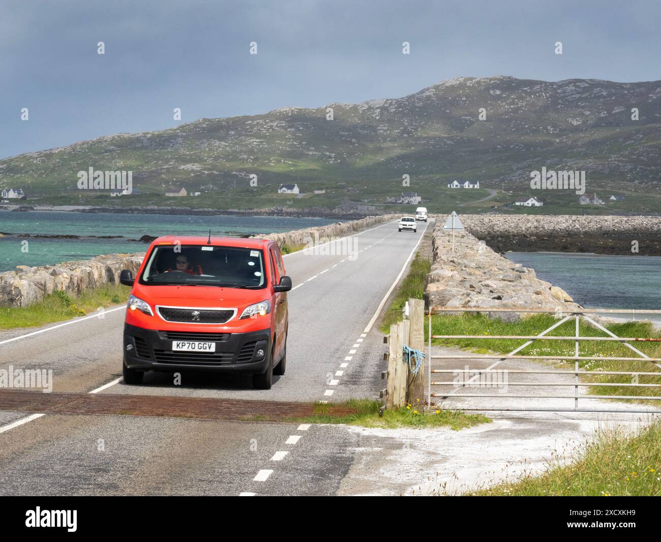The causeway connecting Eriskay to South Uist, Outer Hebrides, Scotland ...