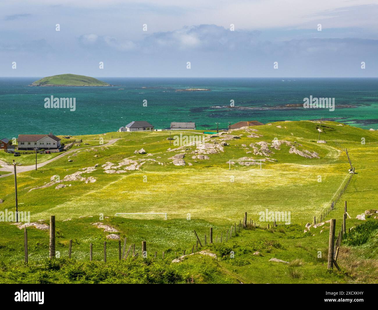 A very scenic football pitch on the Machair at Rubha Ban on Eriskay ...
