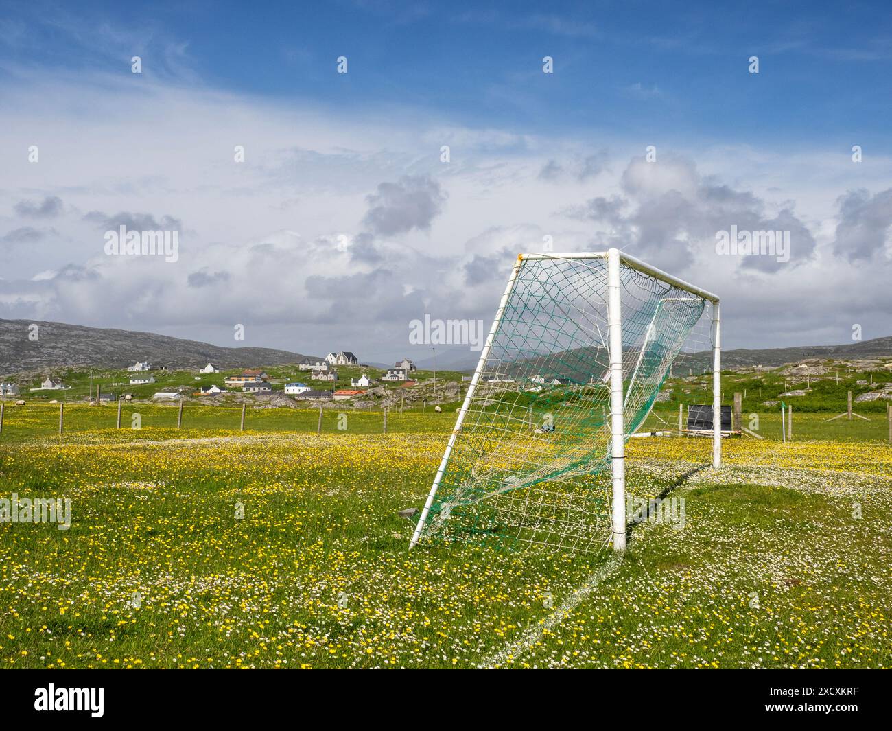 A very scenic football pitch on the Machair at Rubha Ban on Eriskay ...