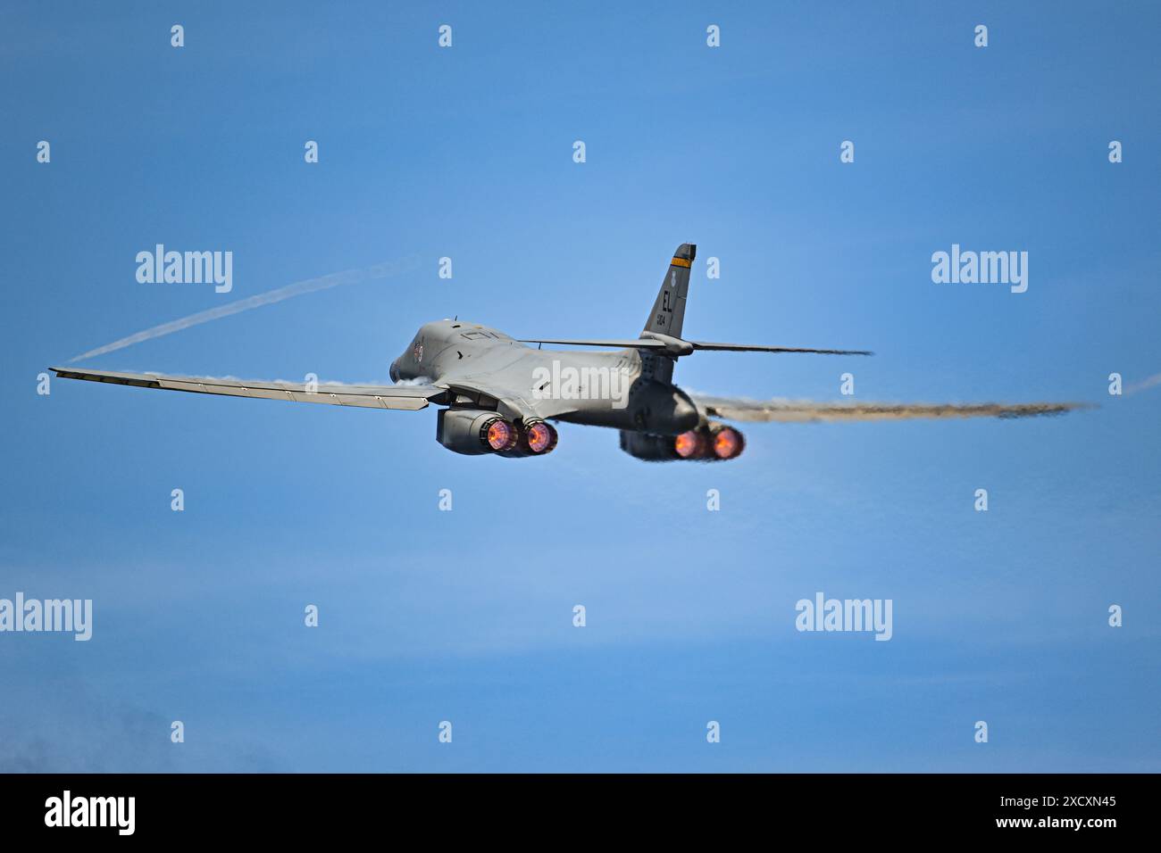 A U.S. Air Force B-1B Lancer assigned to the 37th Expeditionary Bomb ...
